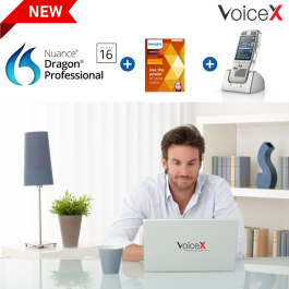 Philips DPM8000 Dictation Recorder Kit with Dragon Professional v16 Speech Recognition